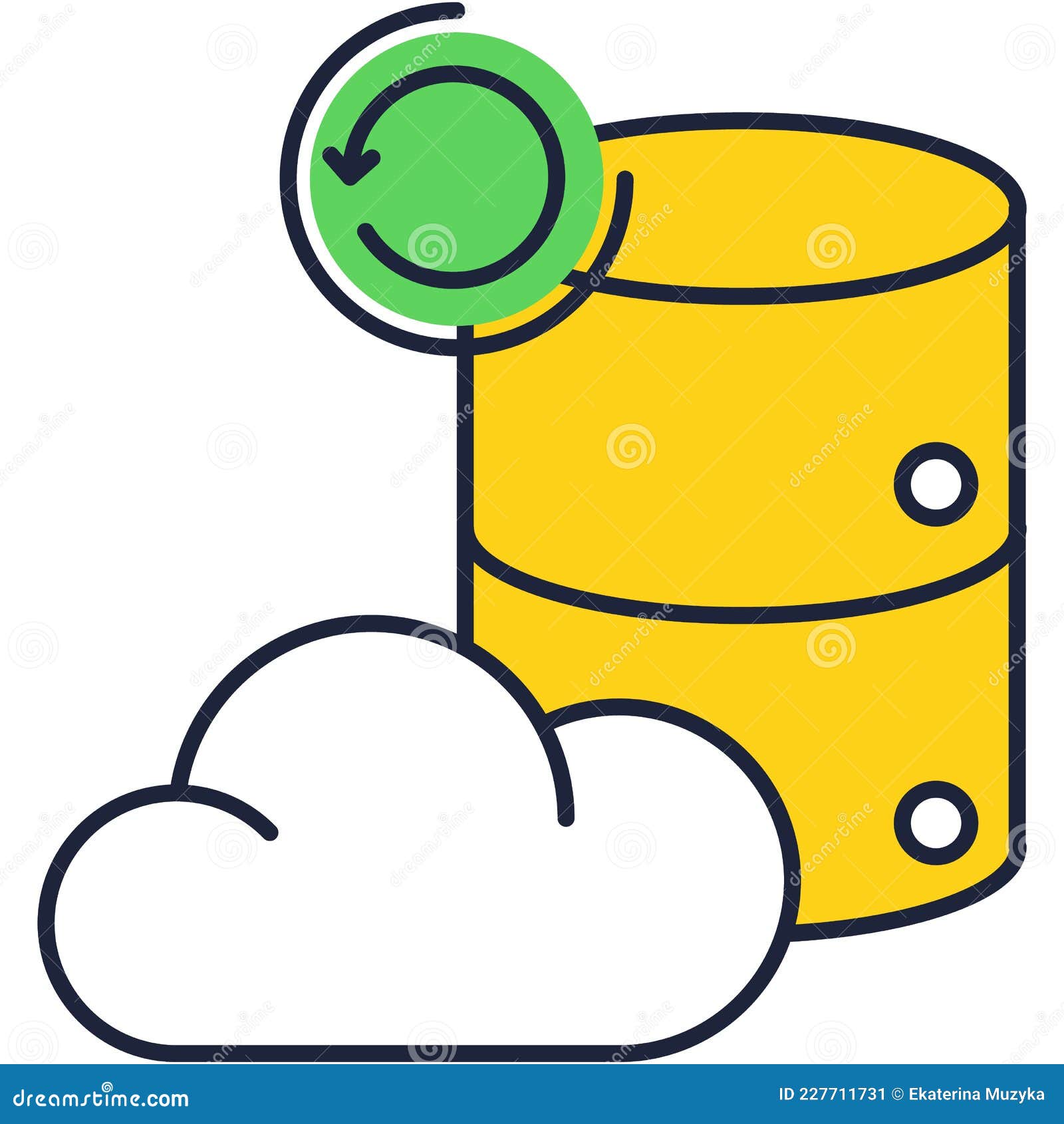 Data Cloud Line Icon Vector Refresh Symbol Stock Vector - Illustration ...