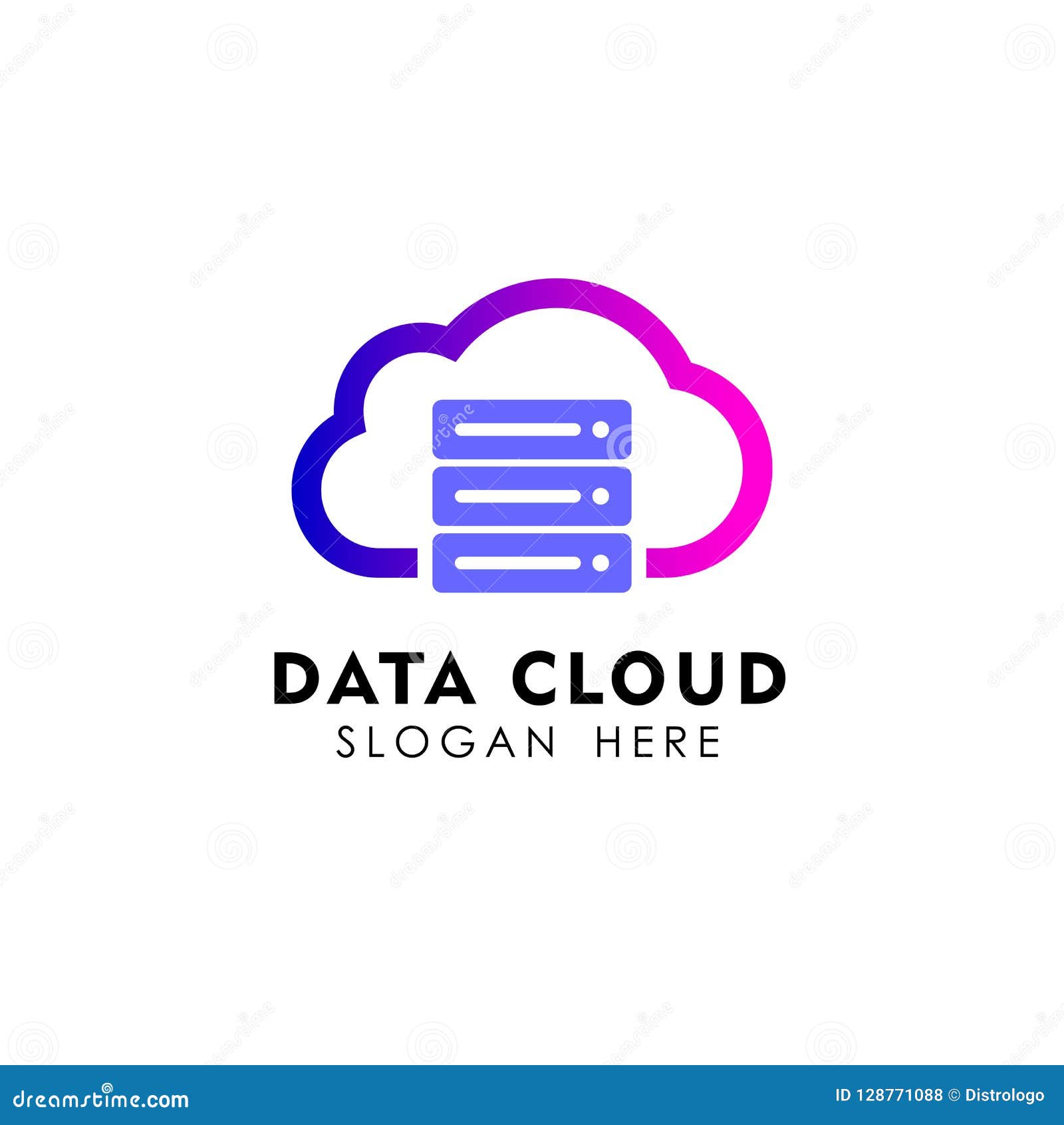 Data Cloud Logo Design Template. Server Cloud Logo Design Stock Vector ...