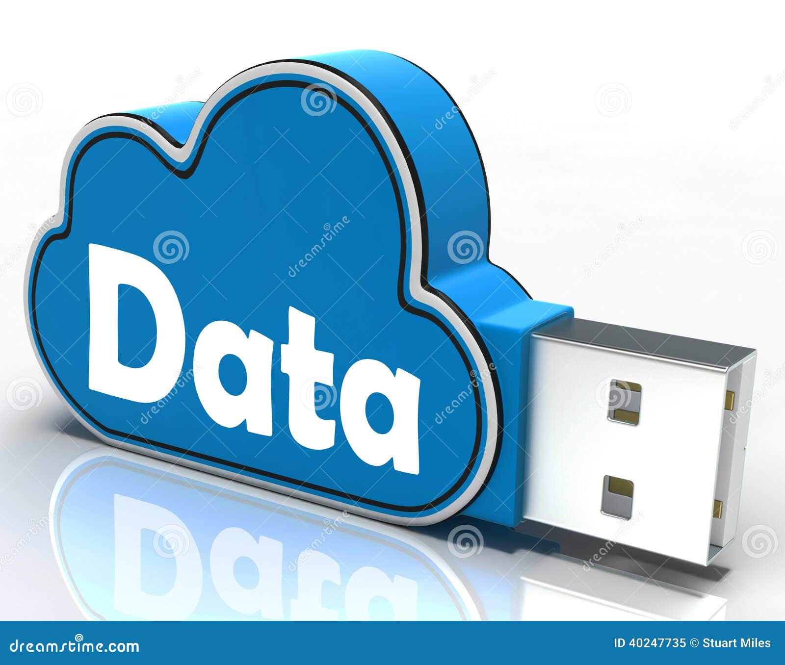 Data Cloud Pen Drive Shows Digital Files and Stock Illustration ...