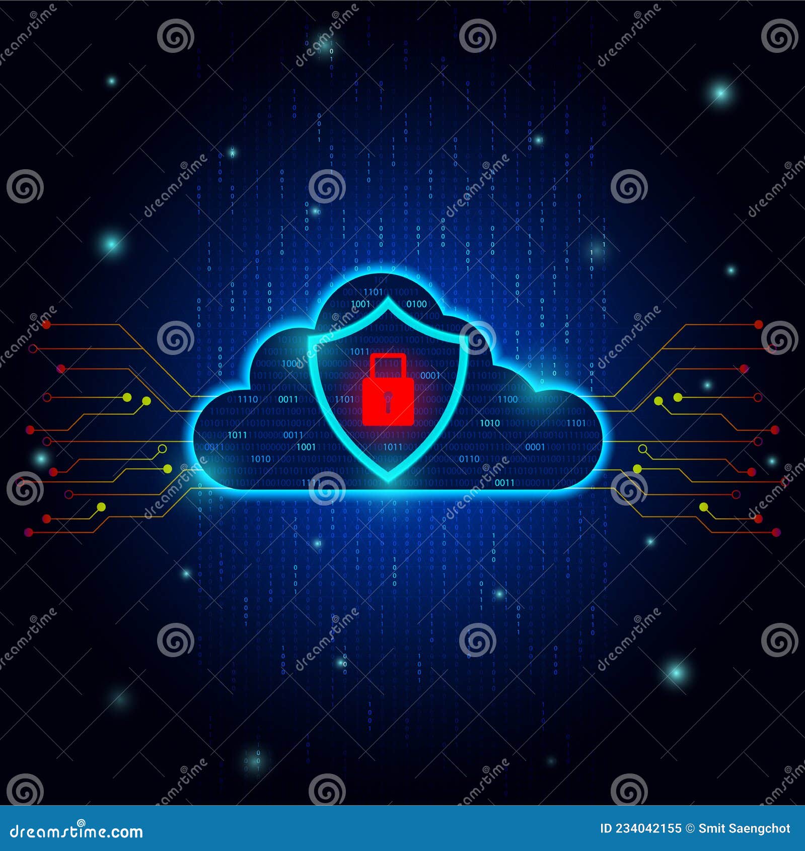 Data Cloud Security Wireframe, Cloud Computing Concept Stock Vector ...