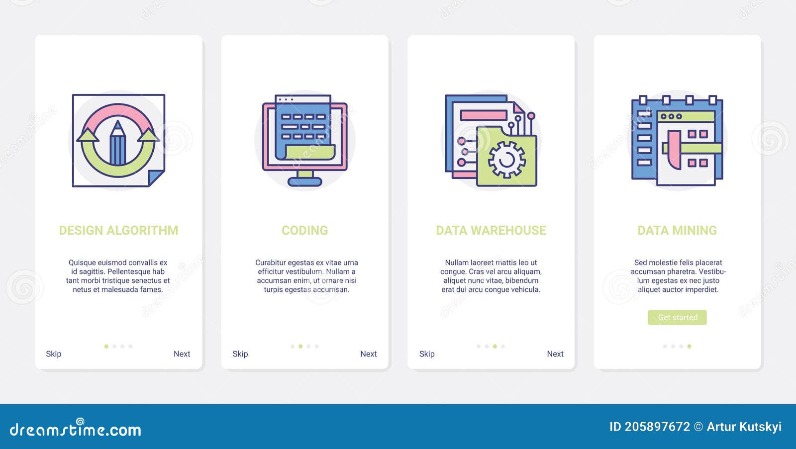 Data Cloud Storage, Coding and Mining Technology UX, UI Mobile App Page ...