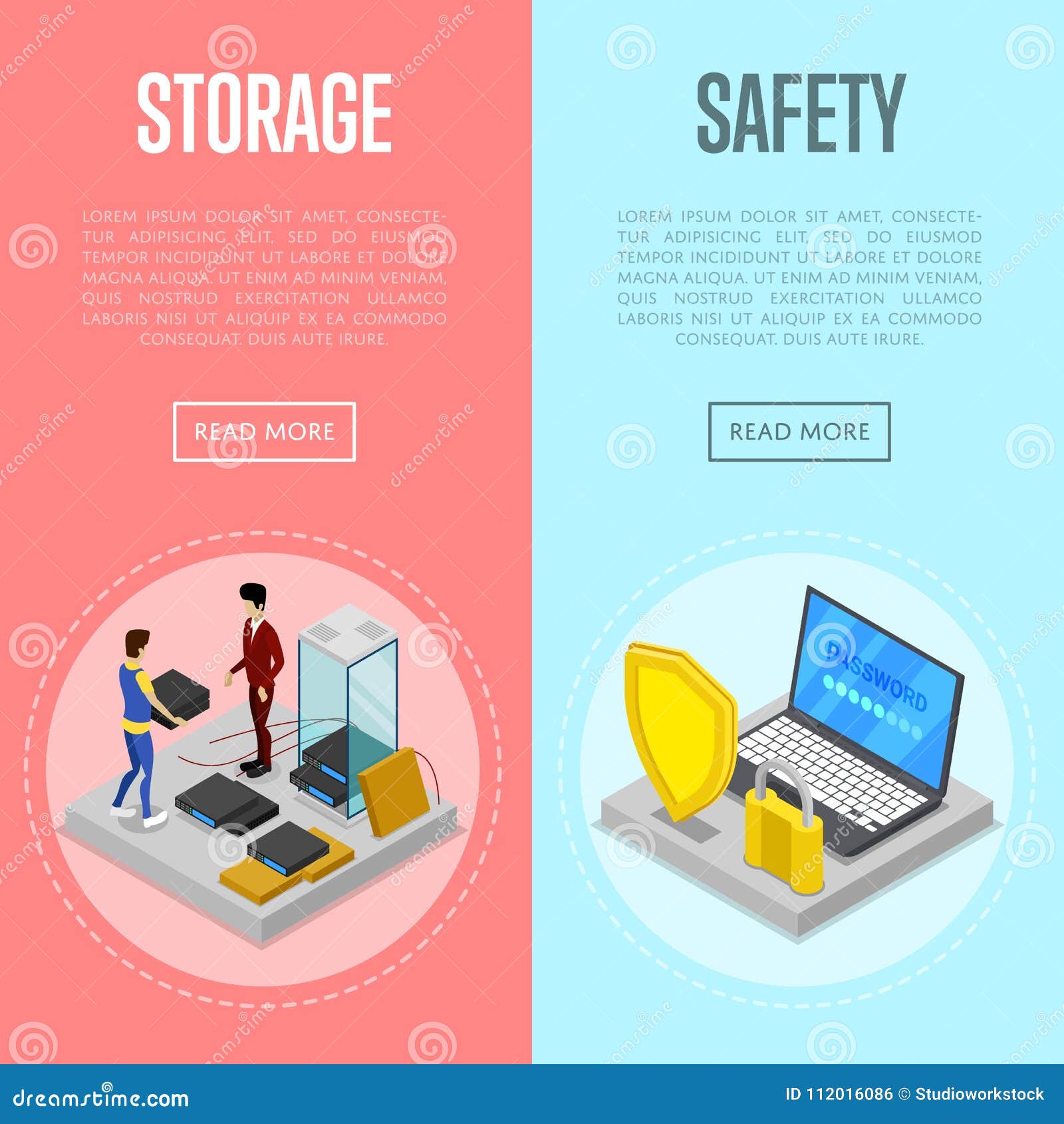 Data Cloud Storage Safety Isometric Posters Stock Vector - Illustration ...