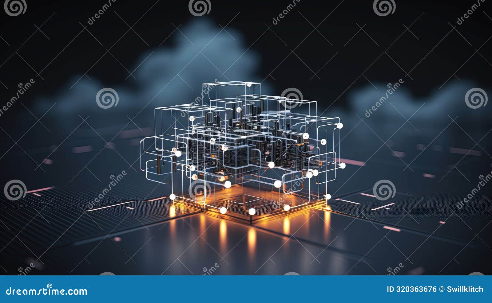 Data Cloud Structure Concept with Digital Technology Cloud Sign for ...