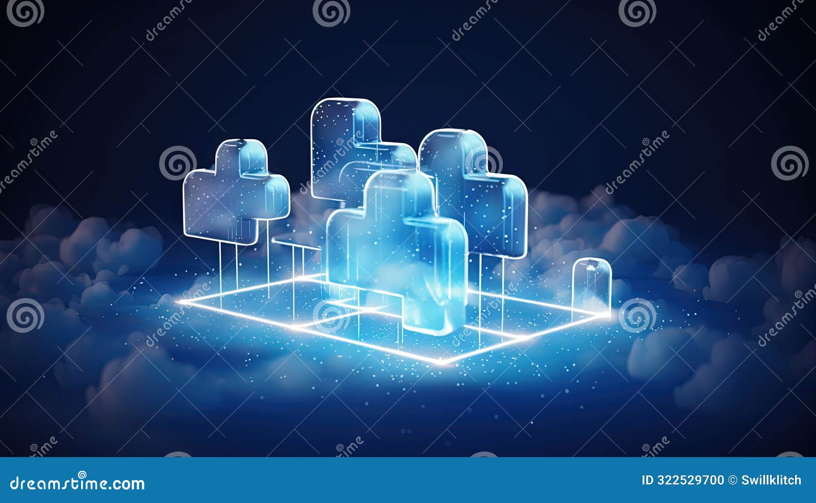 Data Cloud Structure Concept with Digital Technology Cloud Sign for ...