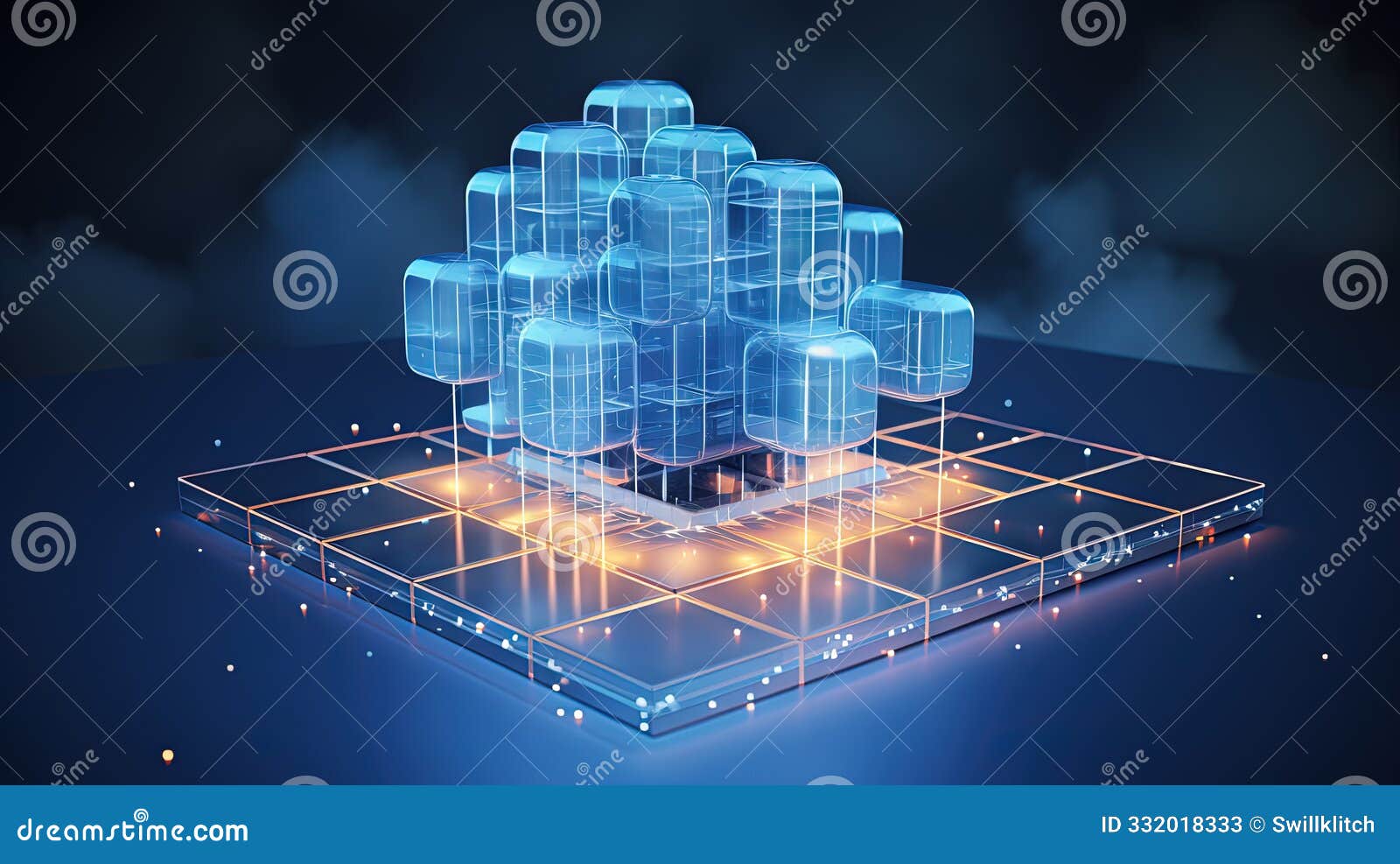 Data Cloud Structure Concept with Digital Technology Cloud Sign for ...