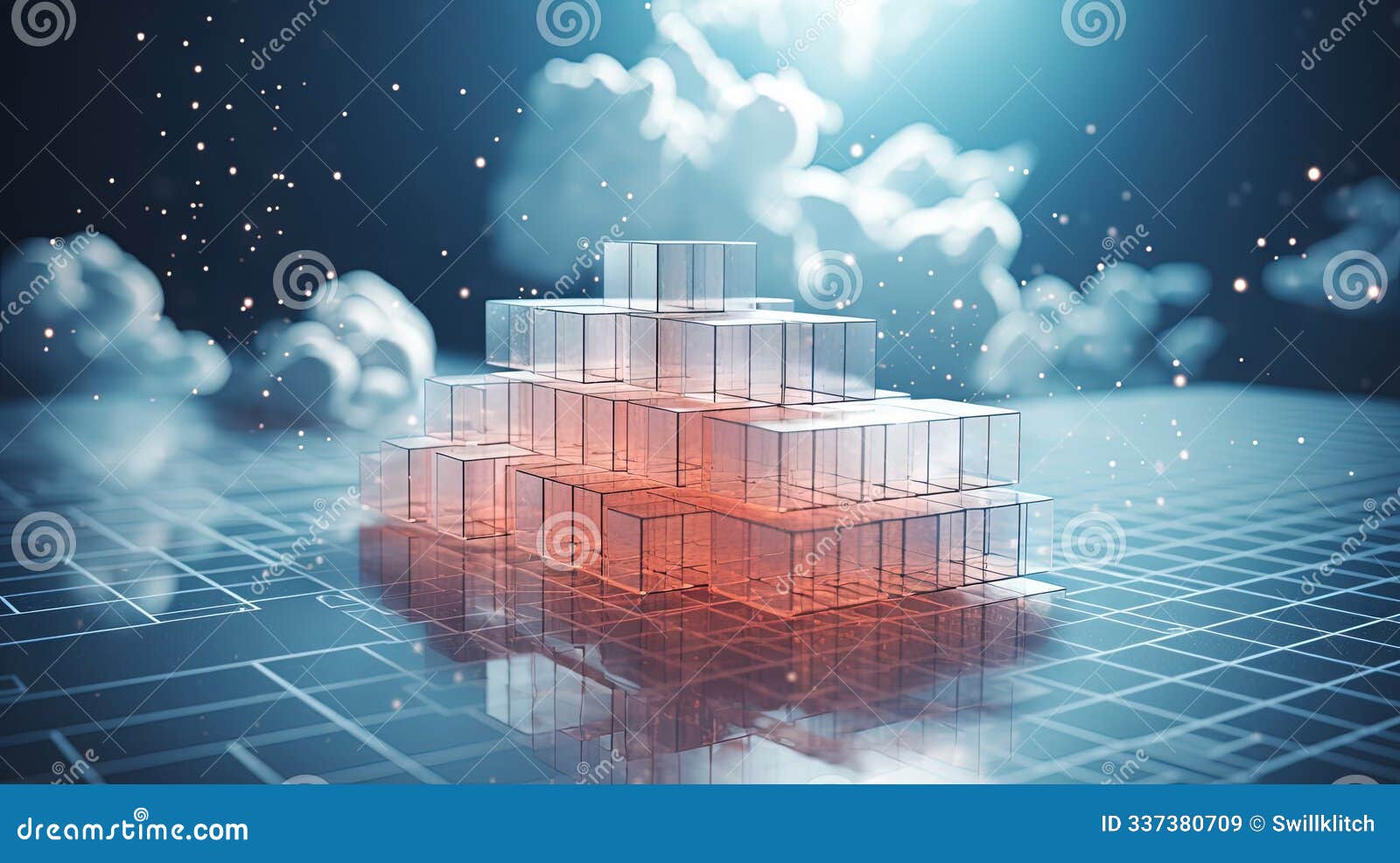 Data Cloud Structure Concept with Digital Technology Cloud Sign for ...