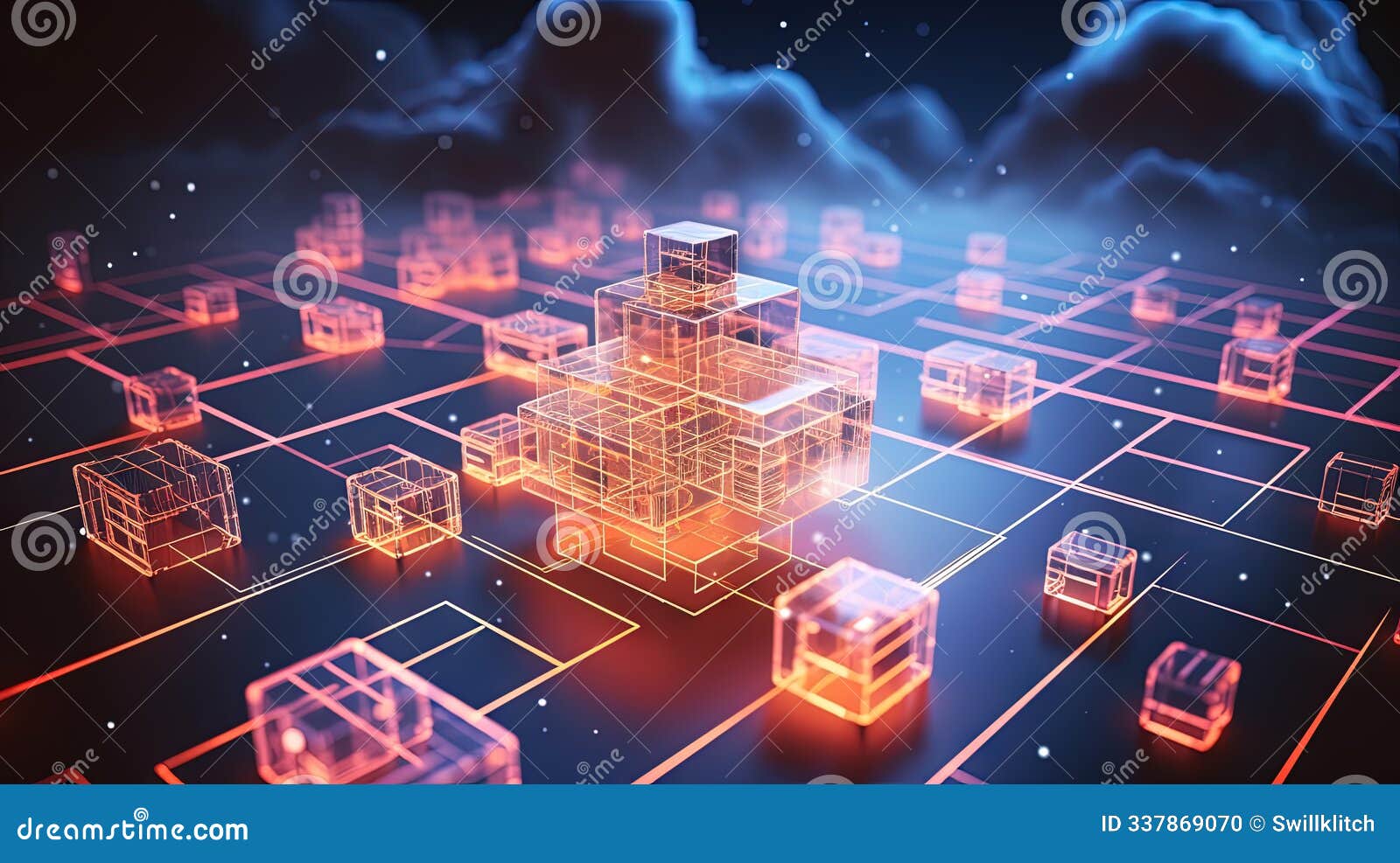 Data Cloud Structure Concept with Digital Technology Cloud Sign for ...