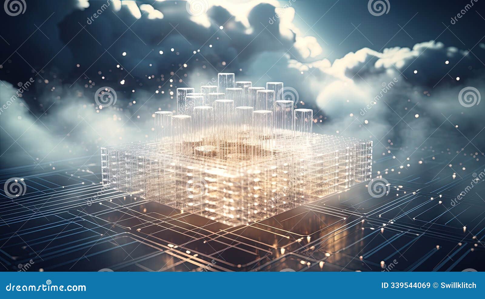 Data Cloud Structure Concept with Digital Technology Cloud Sign for ...