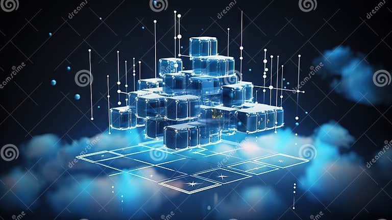 Data Cloud Structure Concept with Digital Technology Cloud Sign for ...