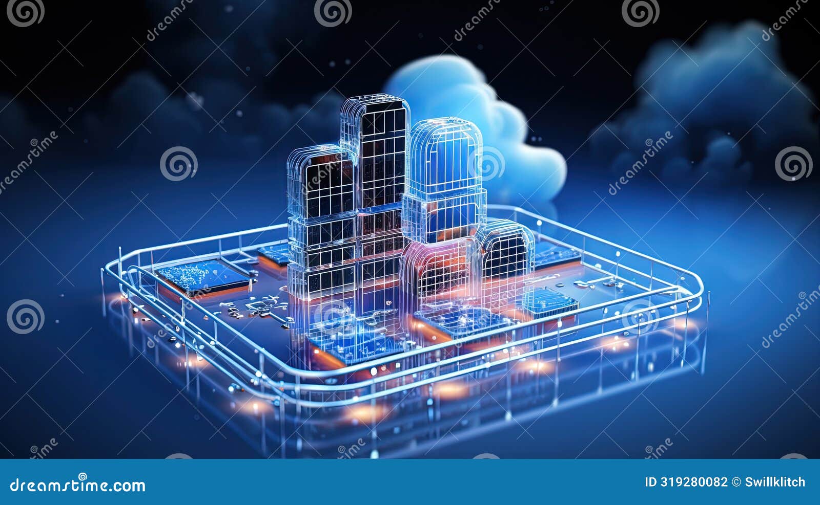 Data Cloud Structure Concept with Digital Technology Cloud Sign for ...