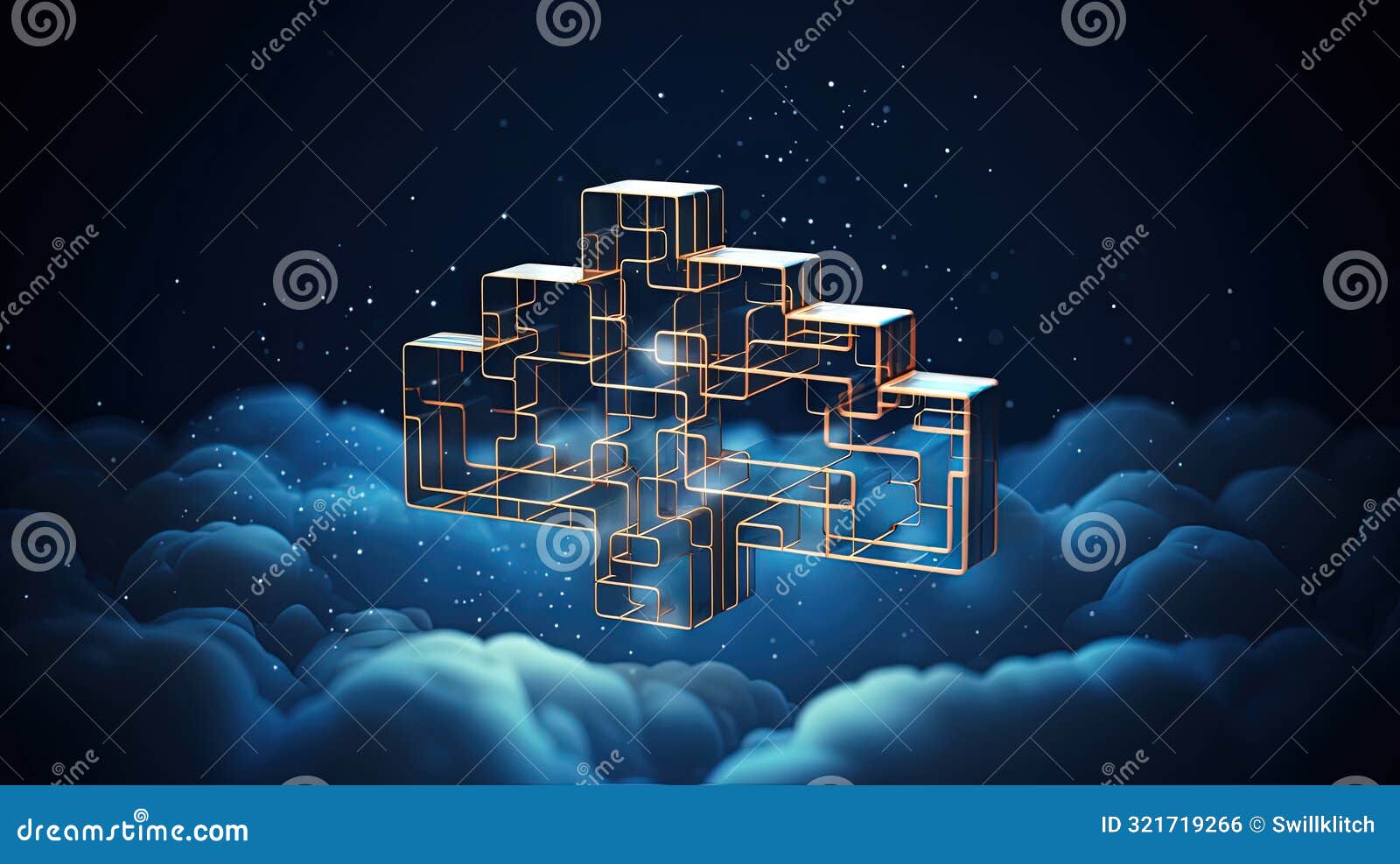 Data Cloud Structure Concept with Digital Technology Cloud Sign for ...