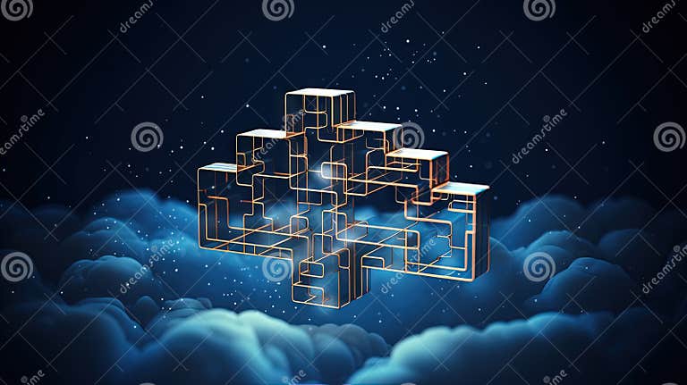 Data Cloud Structure Concept with Digital Technology Cloud Sign for ...