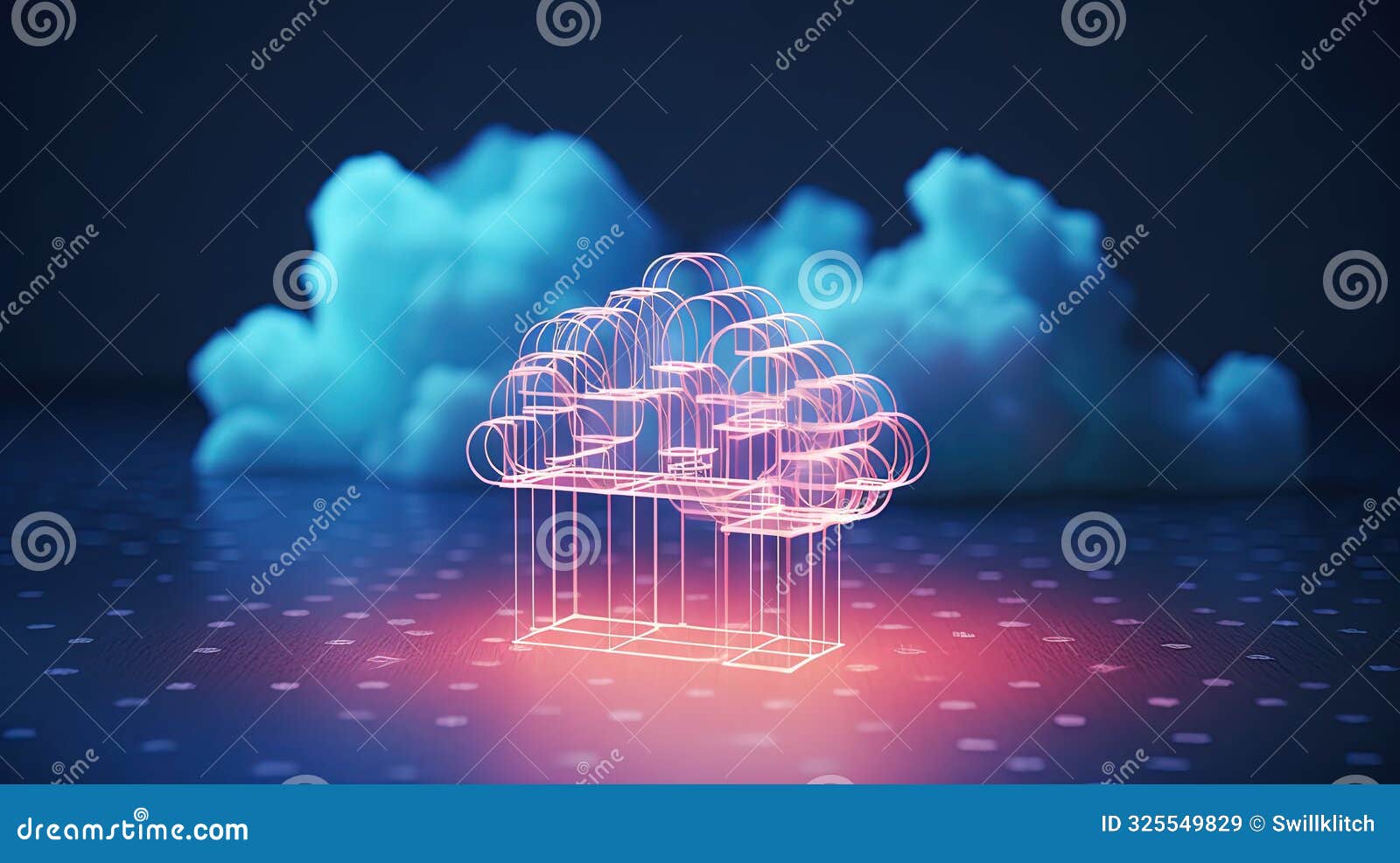 Data Cloud Structure Concept with Digital Technology Cloud Sign for ...