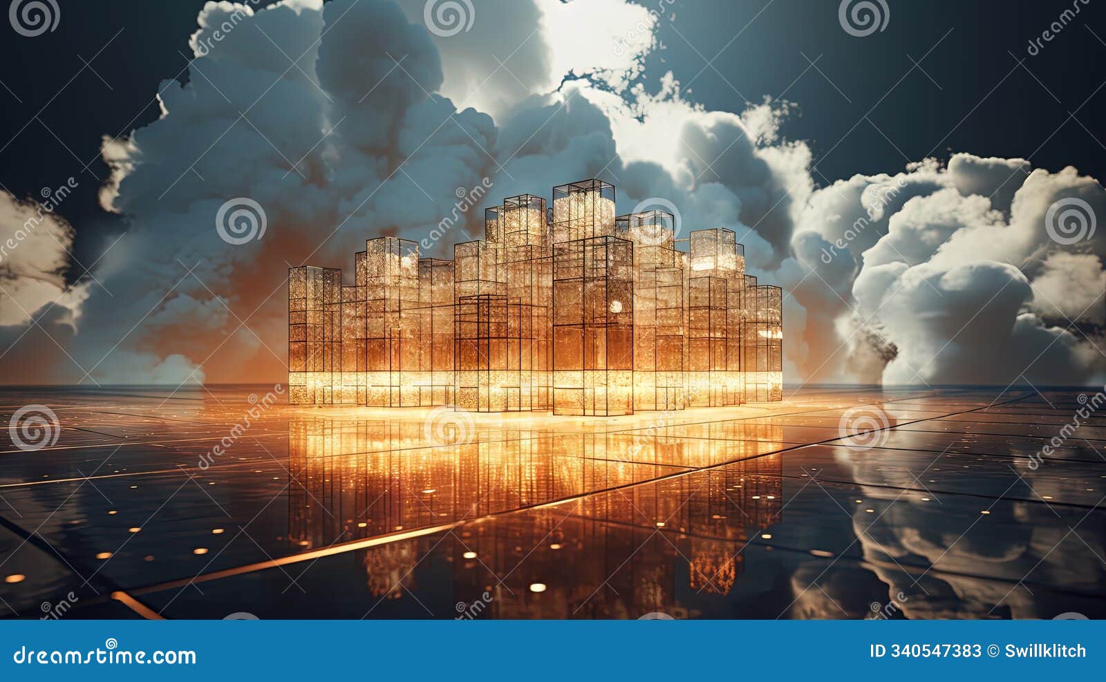 Data Cloud Structure Concept with Digital Technology Cloud Sign for ...