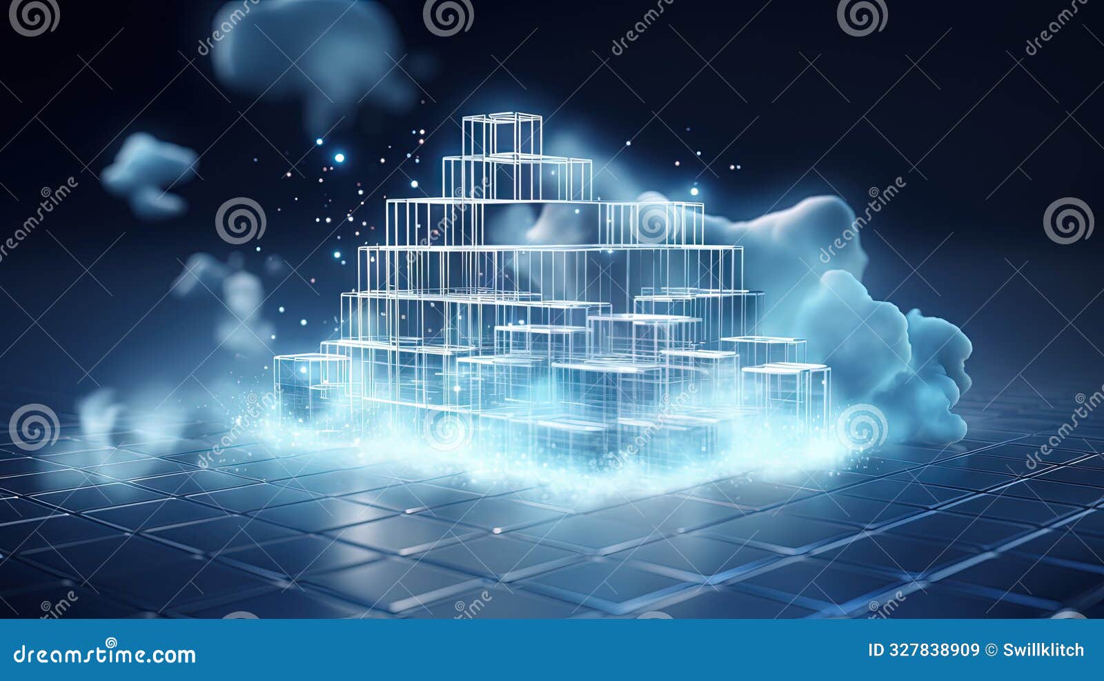 Data Cloud Structure Concept with Digital Technology Cloud Sign for ...