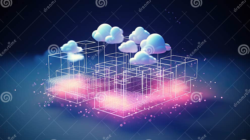 Data Cloud Structure Concept with Digital Technology Cloud Sign for ...