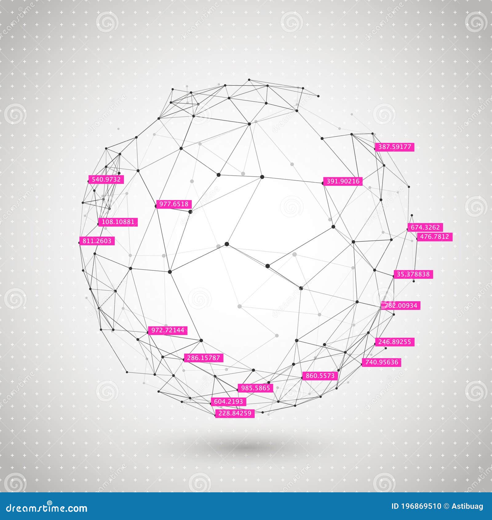 Data Clusterization Abstract Background Of Connected Sphere Network Of Communication Nodes