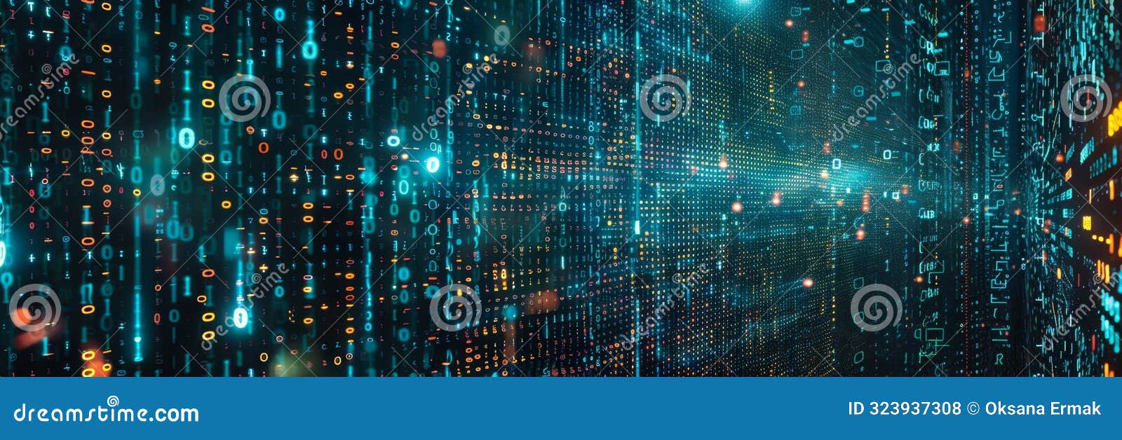 Data Code Binary Background Digital Binary Data On Computer Screen Matrix Pattern Cyberspace