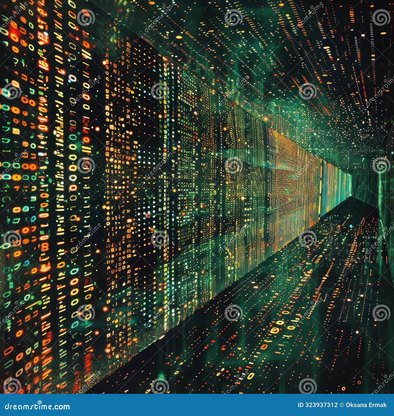 Data Code Binary Background, Digital Binary Data on Computer Screen, Matrix Pattern, Cyberspace ...