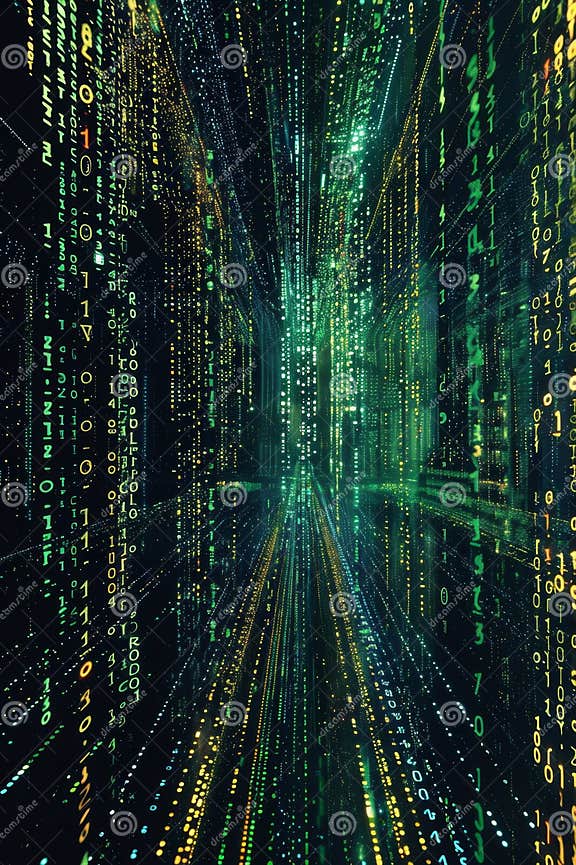 Data Code Binary Background, Digital Binary Data on Computer Screen, Matrix Pattern, Cyberspace ...