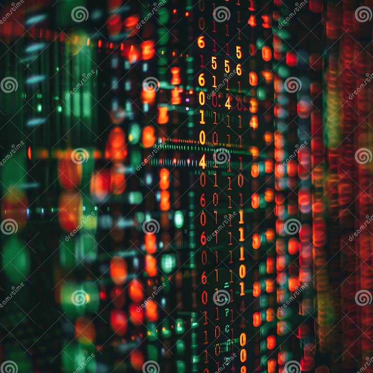 Data Code Binary Background, Digital Binary Data on Computer Screen, Matrix Pattern, Cyberspace ...