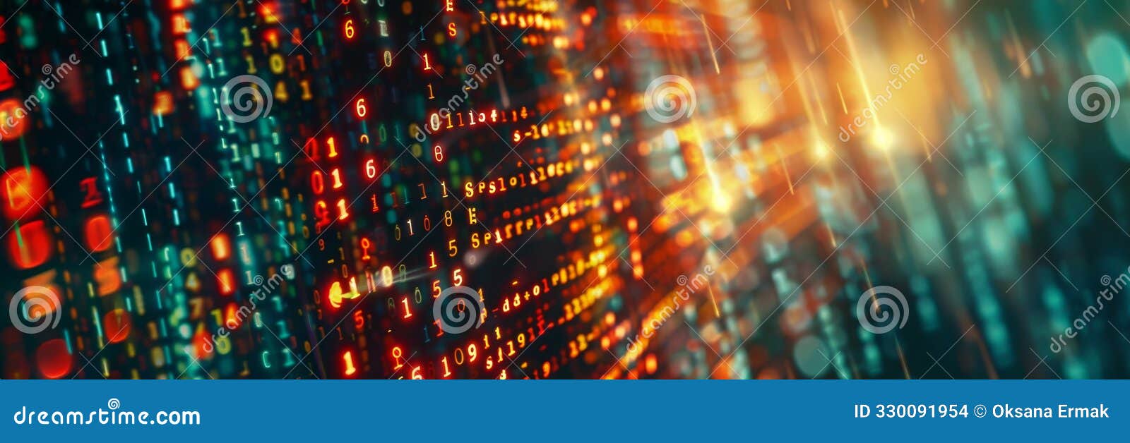 Data Code Binary Background, Digital Binary Data on Computer Screen, Matrix Pattern, Cyberspace ...
