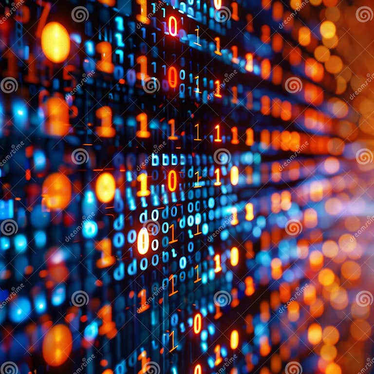 Data Code Binary Background, Digital Binary Data on Computer Screen, Matrix Pattern, Cyberspace ...