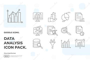 Data Collection and Analysis Concept Doodle Icon Set Vector ...
