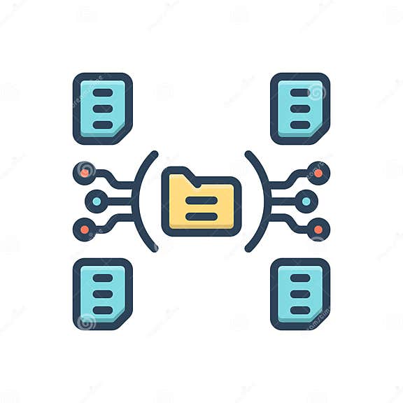 Color Illustration Icon for Data Collection, Data and Folder Stock ...