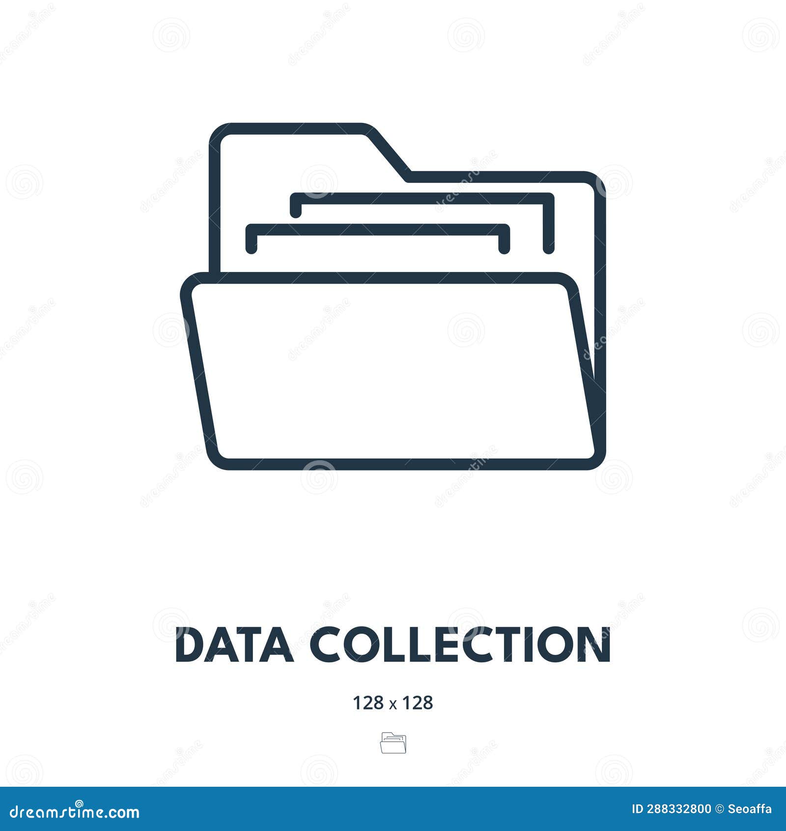 Data Collection Icon. Folder, Document, Database. Editable Stroke ...