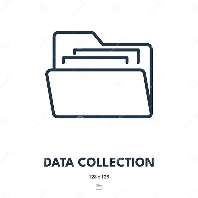 Data Collection Icon. Folder, Document, Database. Editable Stroke ...