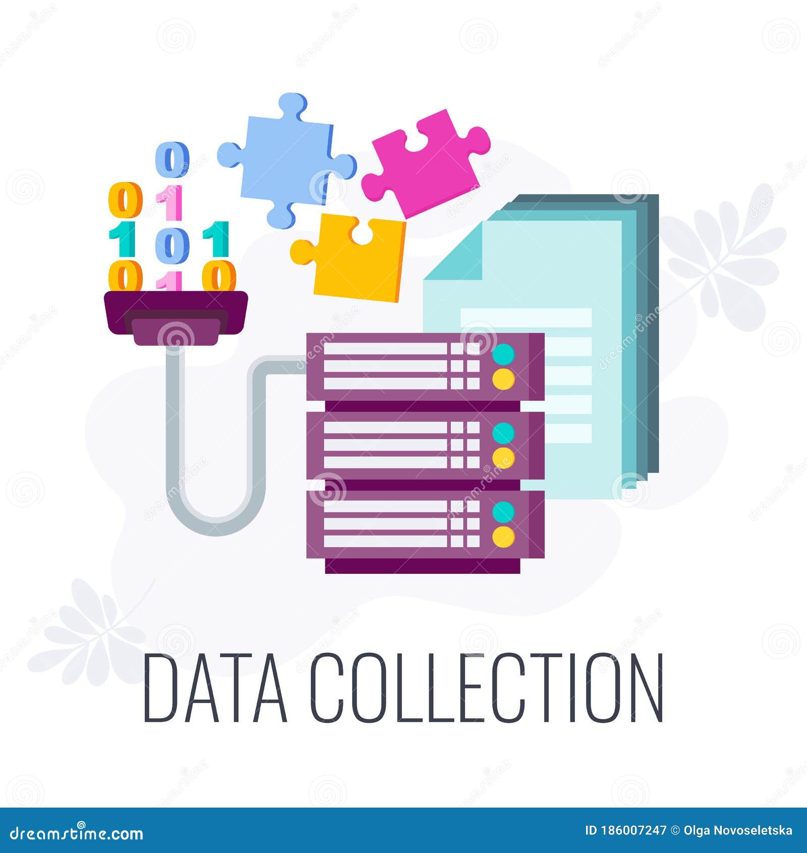 Data Collection Icon Market Research Flat Vector Illustration Stock