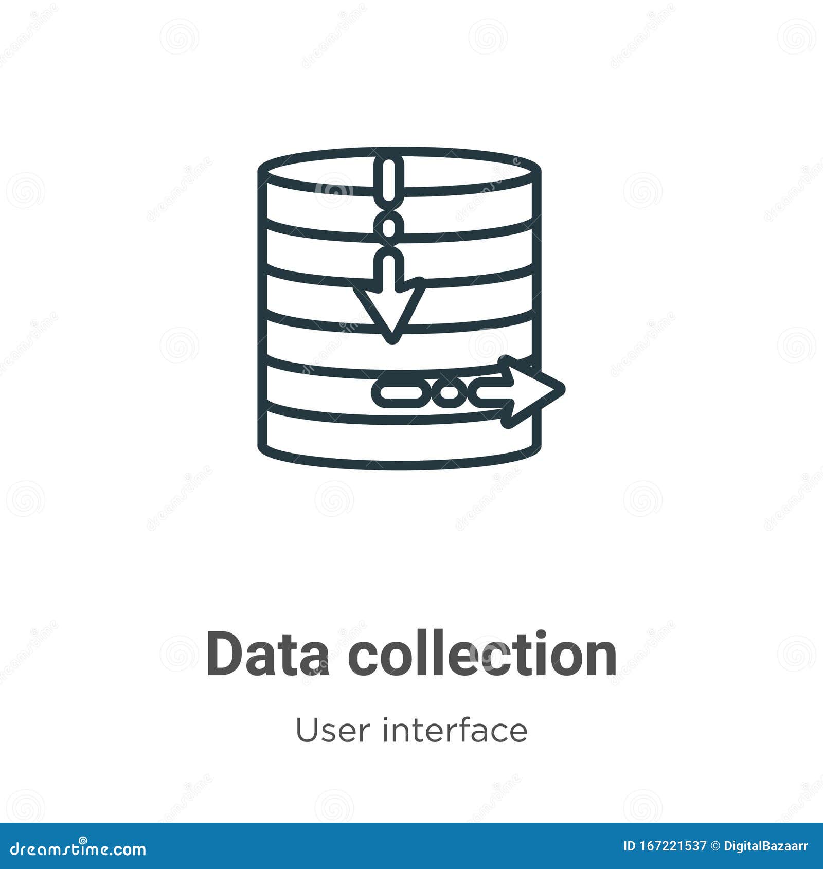 Data Collection Outline Vector Icon. Thin Line Black Data Collection ...