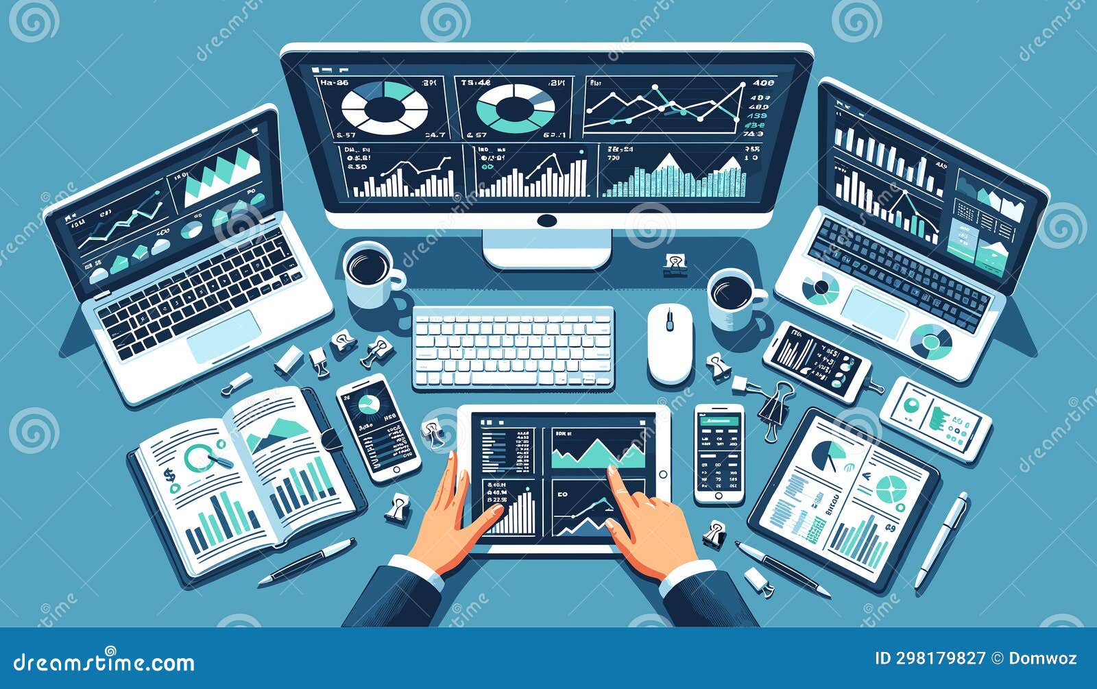 The Data Command Center stock image. Image of charts - 298179827