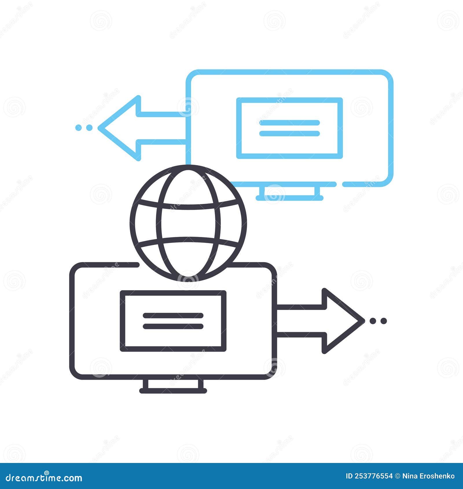 Data Communication Line Icon, Outline Symbol, Vector Illustration ...