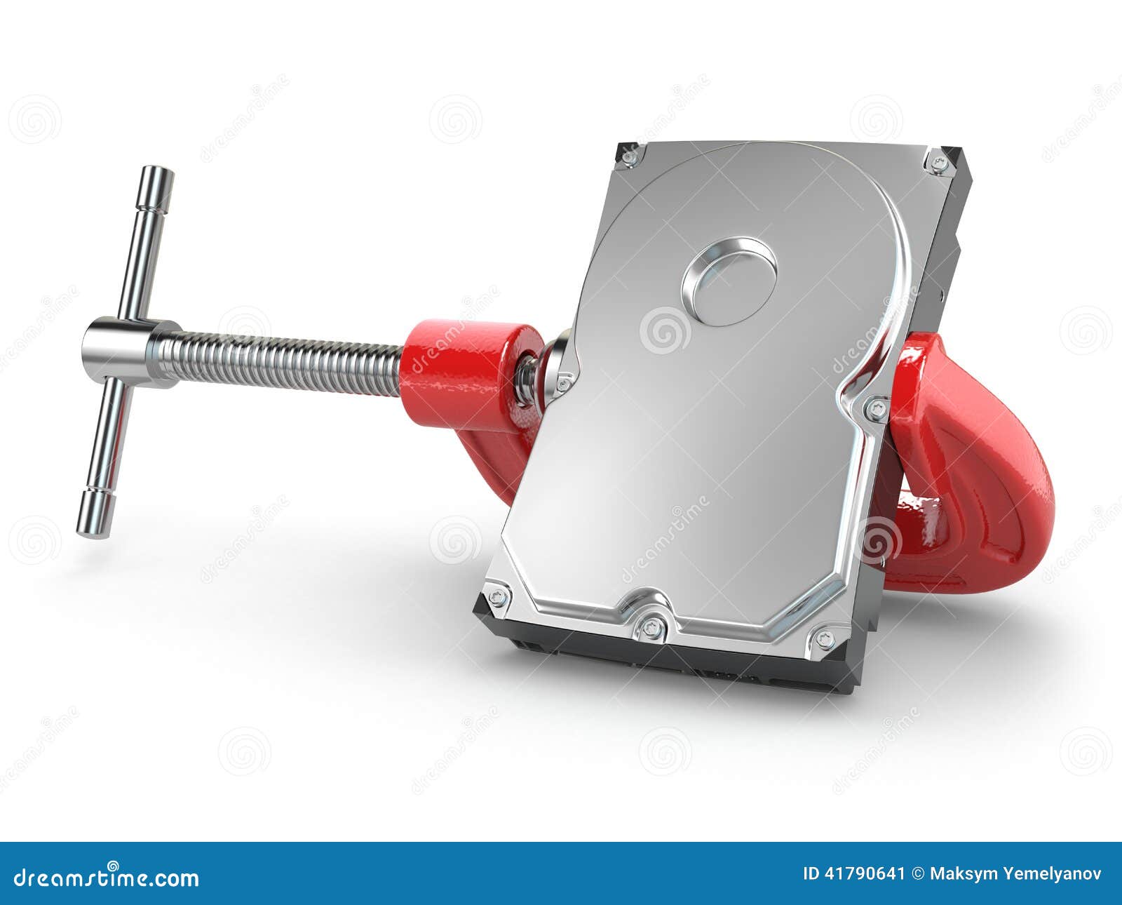 Data Compression Concept. Hard Disk Drive in Vise Stock Illustration ...