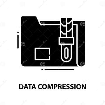 Data Compression Symbol Icon, Black Vector Sign with Editable Strokes ...