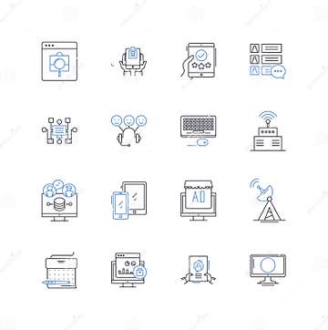 Data Computing Line Icons Collection. Analytics, Big Data, Clustering ...