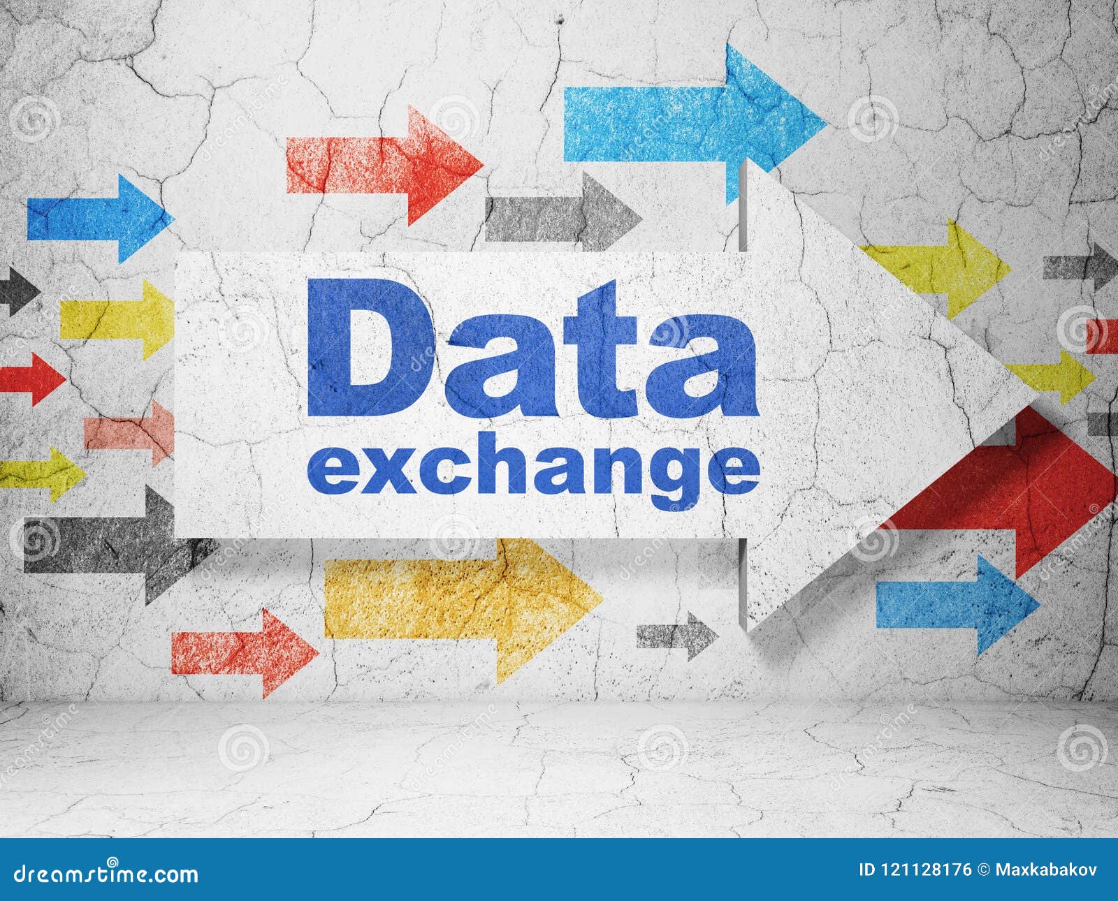 Data Concept: Arrow with Data Exchange on Grunge Wall Background Stock ...