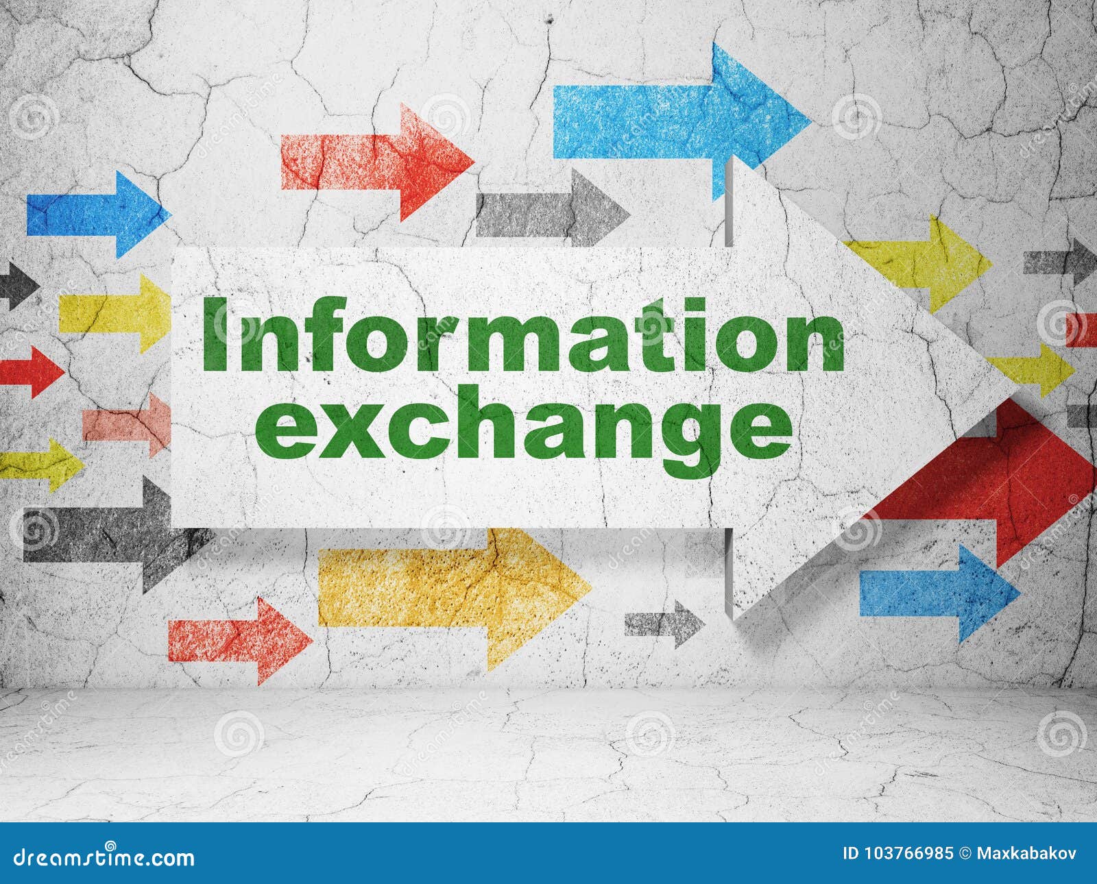 Data Concept: Arrow with Information Exchange on Grunge Wall Background ...
