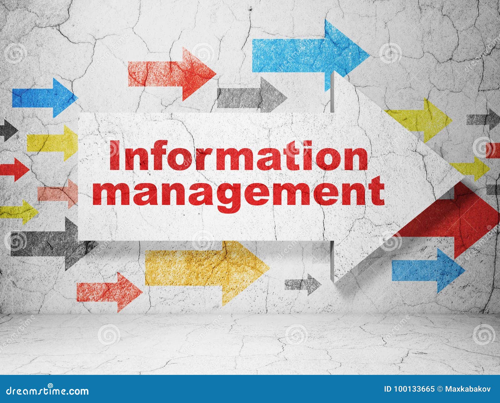 Data Concept: Arrow with Information Management on Grunge Wall ...