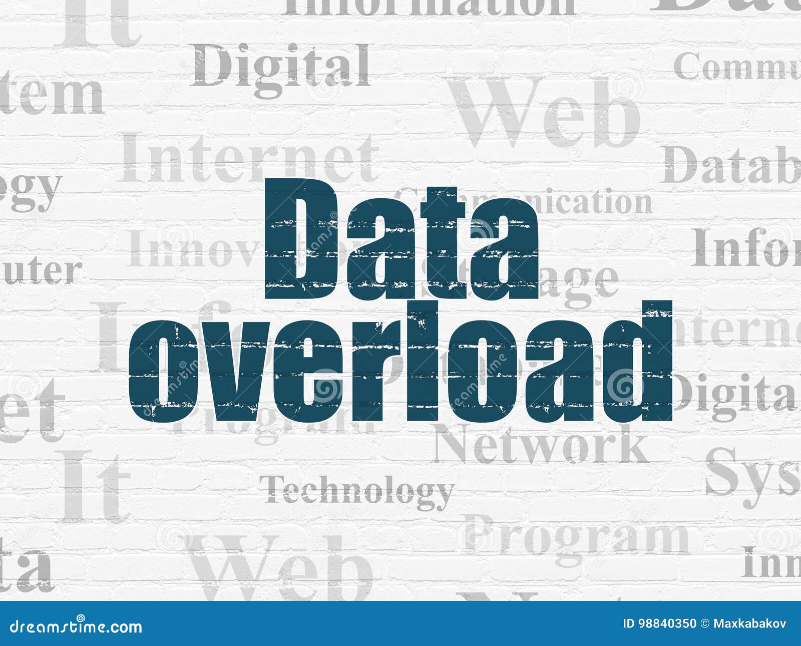 Data Concept: Data Overload on Wall Background Stock Illustration ...