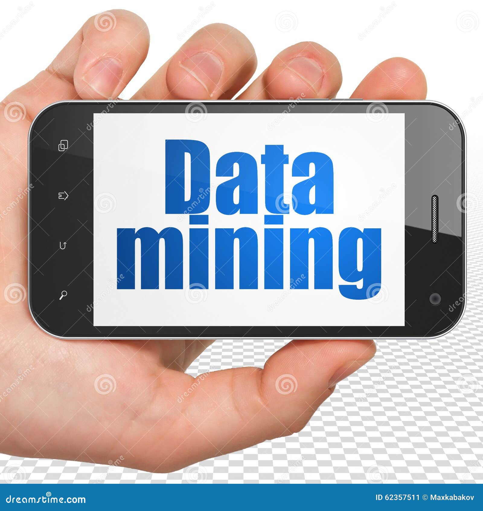 Data Concept: Hand Holding Smartphone with Data Stock Illustration ...