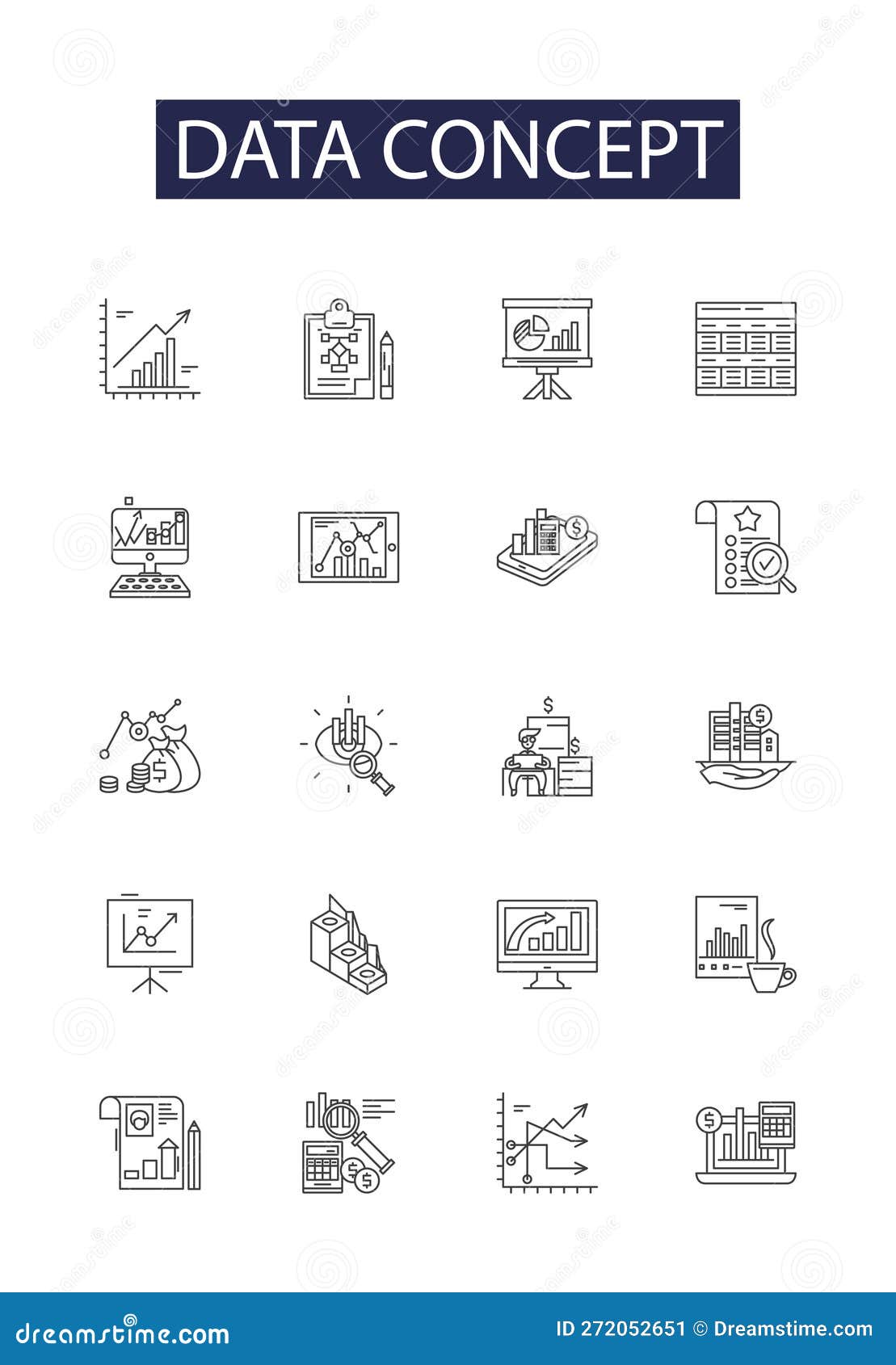 Data Concept Line Vector Icons and Signs. Concept, Analytics, Insight ...