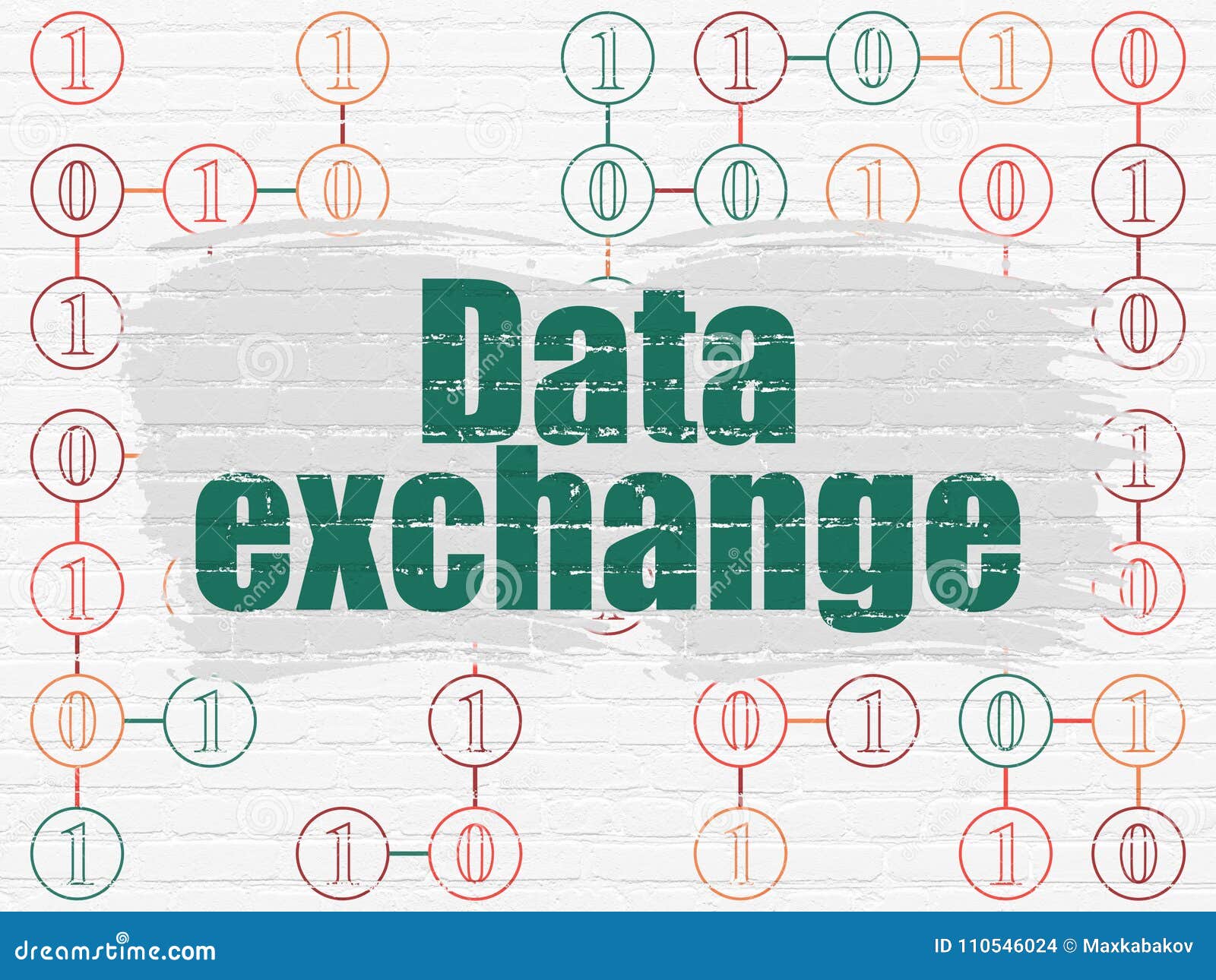 Data Concept: Data Exchange on Wall Background Stock Illustration ...