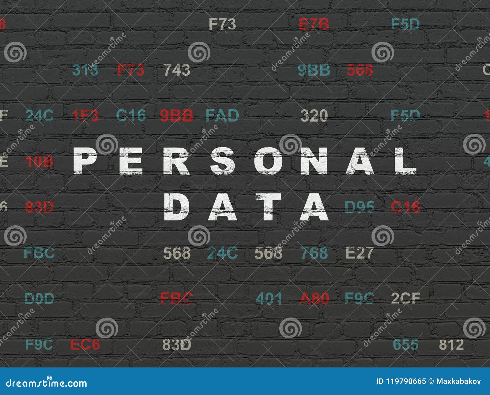 Data Concept: Personal Data on Wall Background Stock Illustration ...