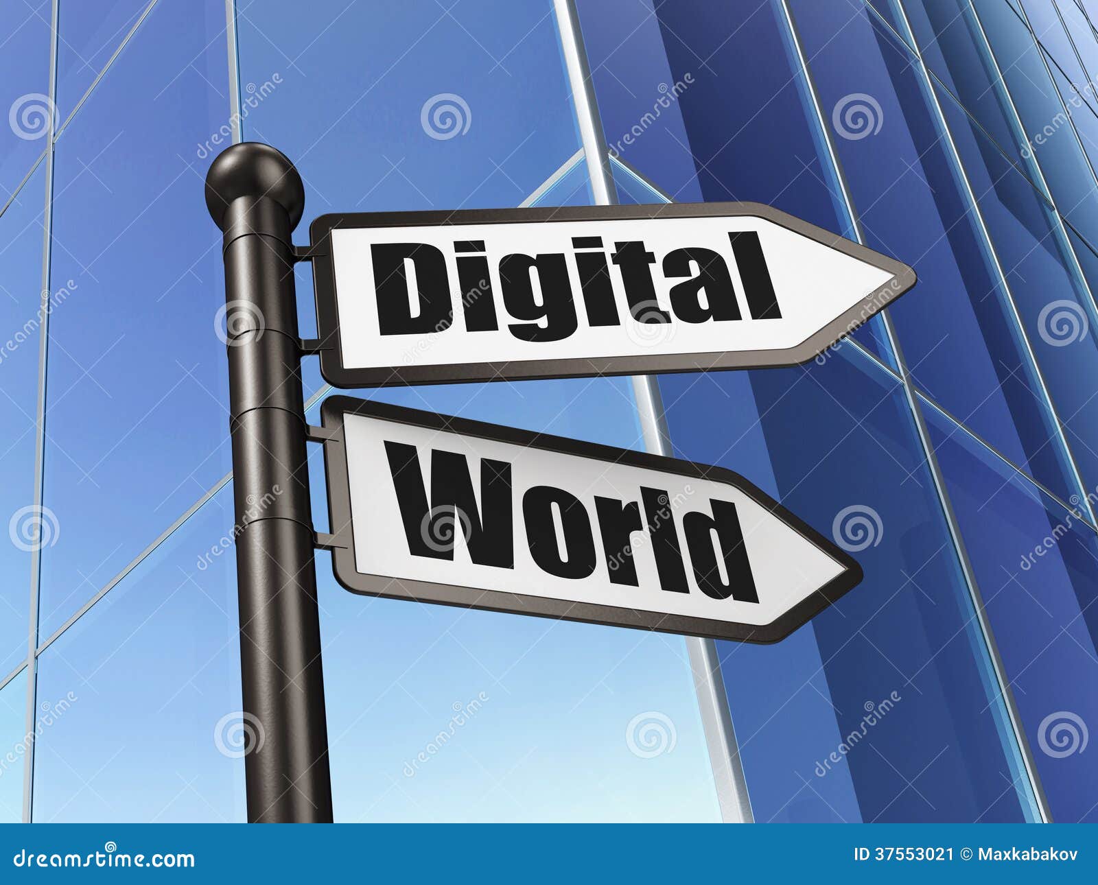 Data Concept: Sign Digital World on Building Stock Illustration ...