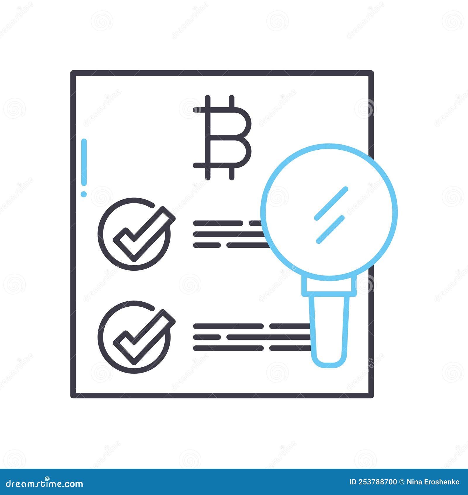 Data Confirmation Line Icon, Outline Symbol, Vector Illustration ...