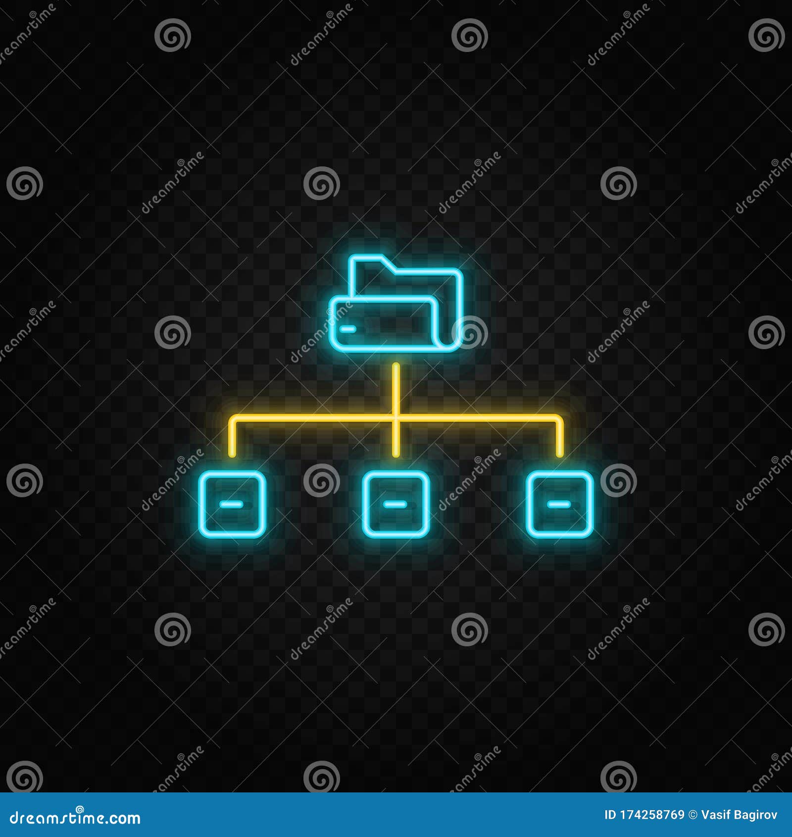 Data, Connect, Link. Blue and Yellow Neon Vector Icon Stock Vector ...