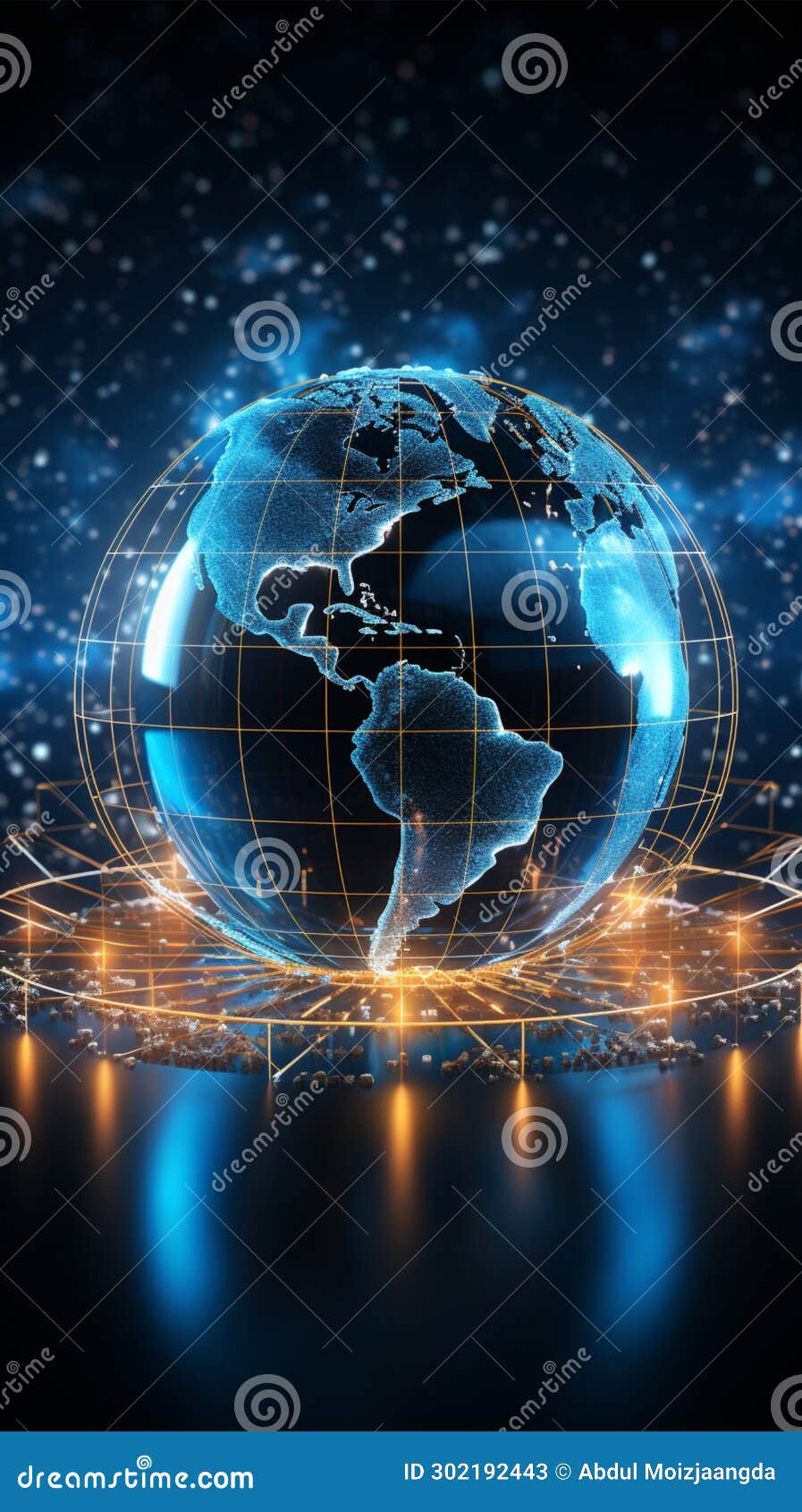 Data Constellations Globe Hologram, Lines Trace Global Communication ...